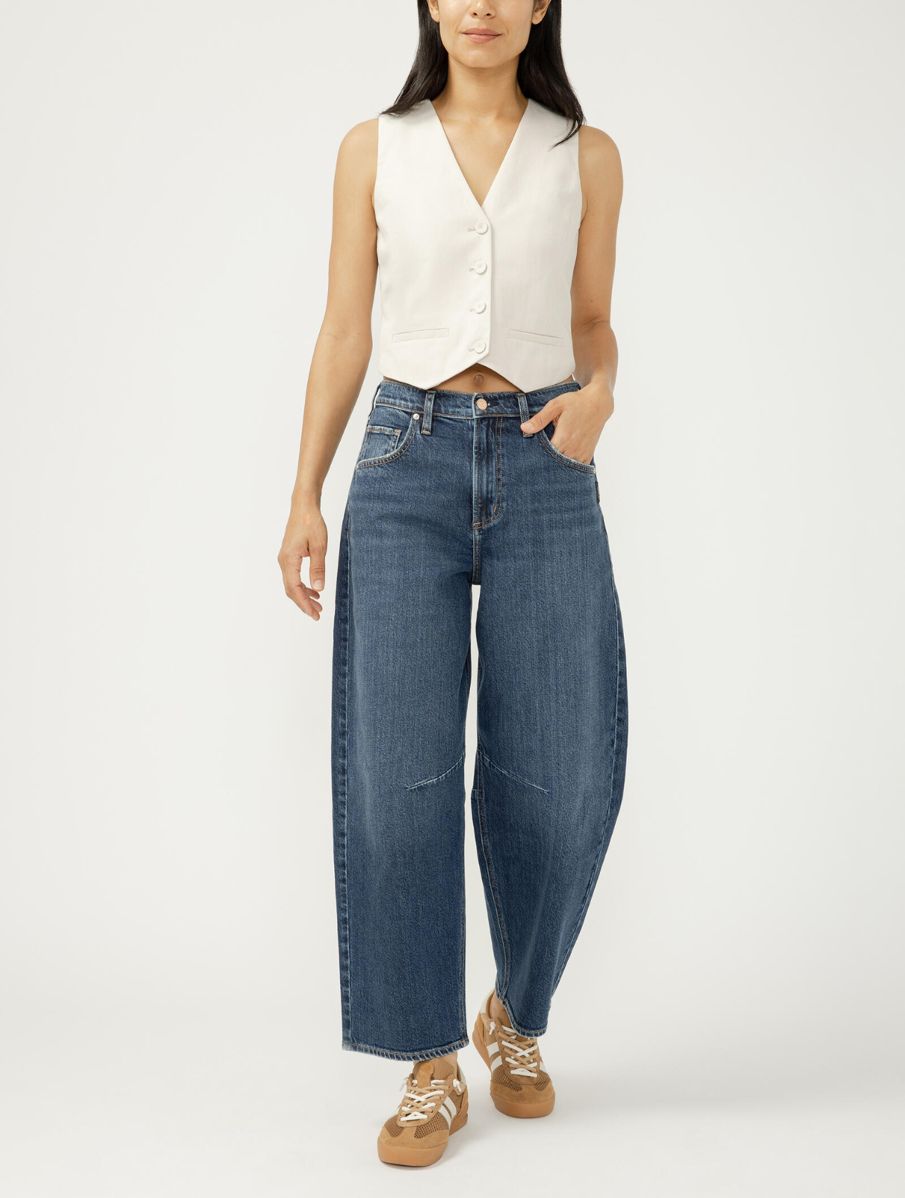 High Rise Barrel Leg Jeans